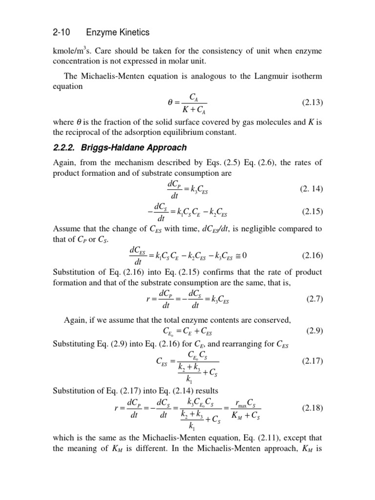 An In-Depth Examination of Enzyme Kinetics Models and Equations | PDF ...