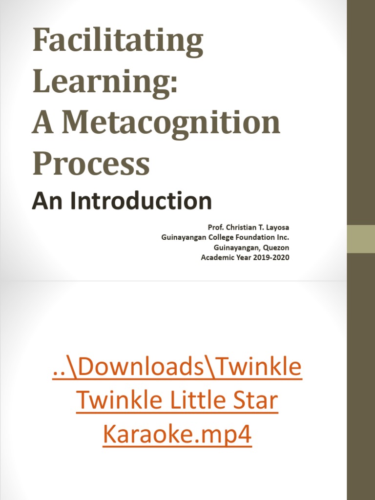 Facilitating Learning: A Metacognition Process: An Introduction | PDF | Metacognition | Motivation