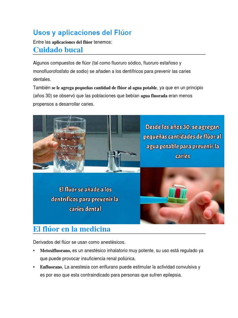 Usos y Aplicaciones Del Flúor | PDF | Flúor | Química