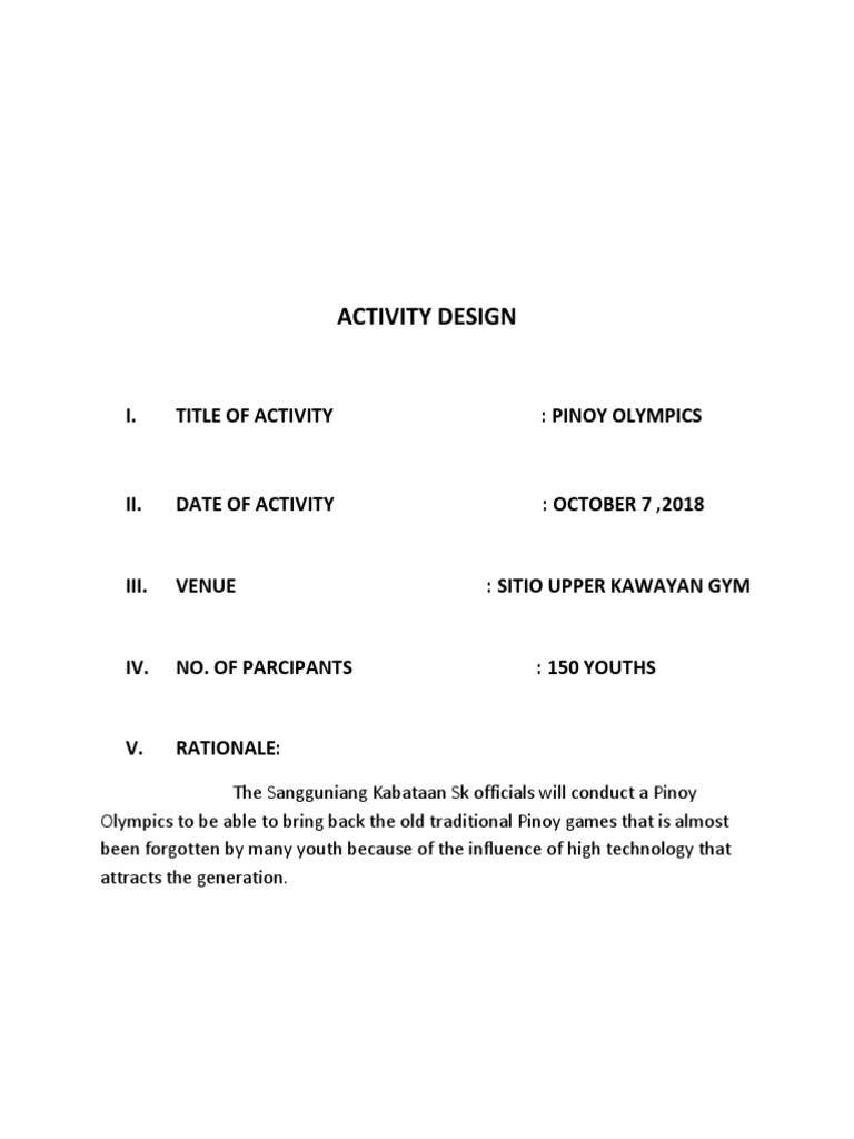 Activity Design | PDF