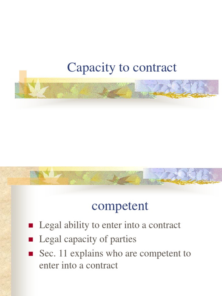 Legal Capacity to Contract Explained | PDF | Mortgage Law | Promissory Note