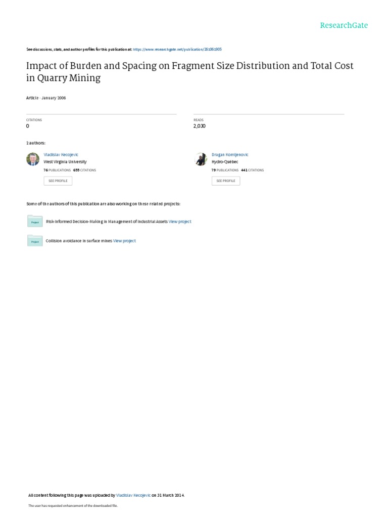 Effect of Burden and Spacing On Fragmentation | PDF | Mining ...