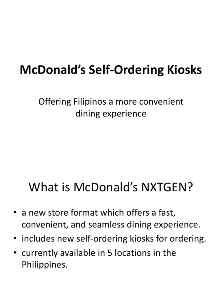 McDonald's Self-Ordering Kiosks | PDF