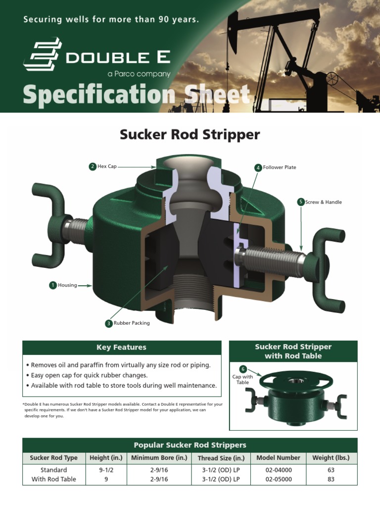 Spec Sheet Sucker Rod Stripper Rev 03 2016 | PDF | Screw | Equipment
