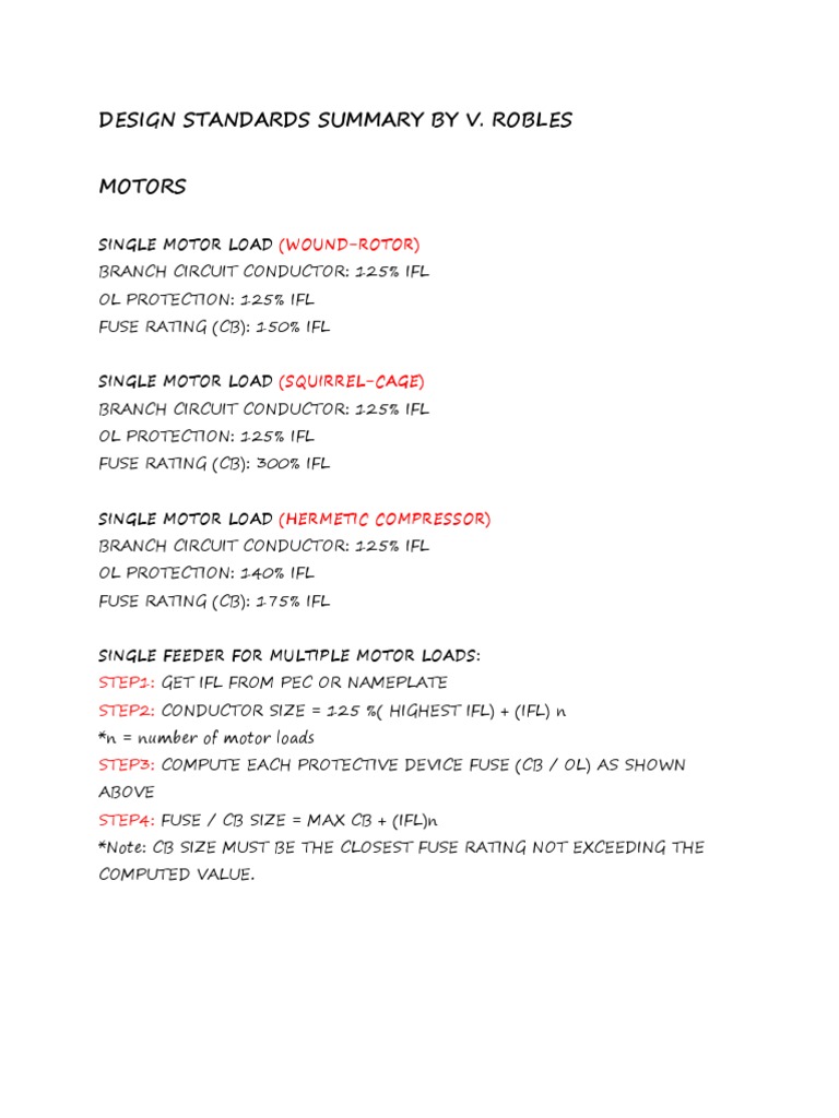 Electrical Design Standards Summary | PDF | Fuse (Electrical ...
