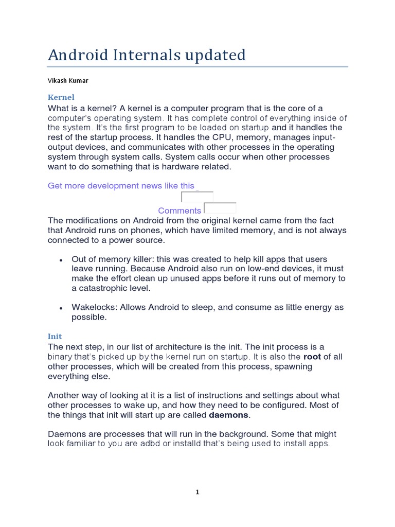 Android Internals Pdf Android Operating System Process Computing 