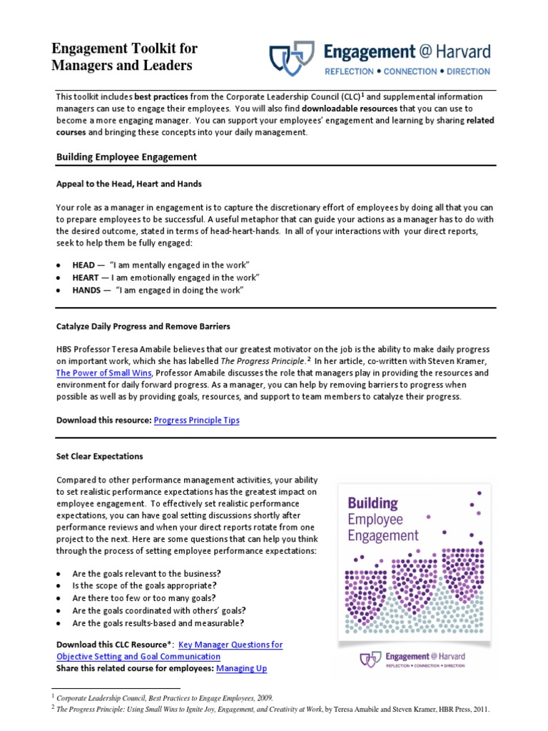 Employee Engagement Toolkit for Managers | PDF | Goal | Employment