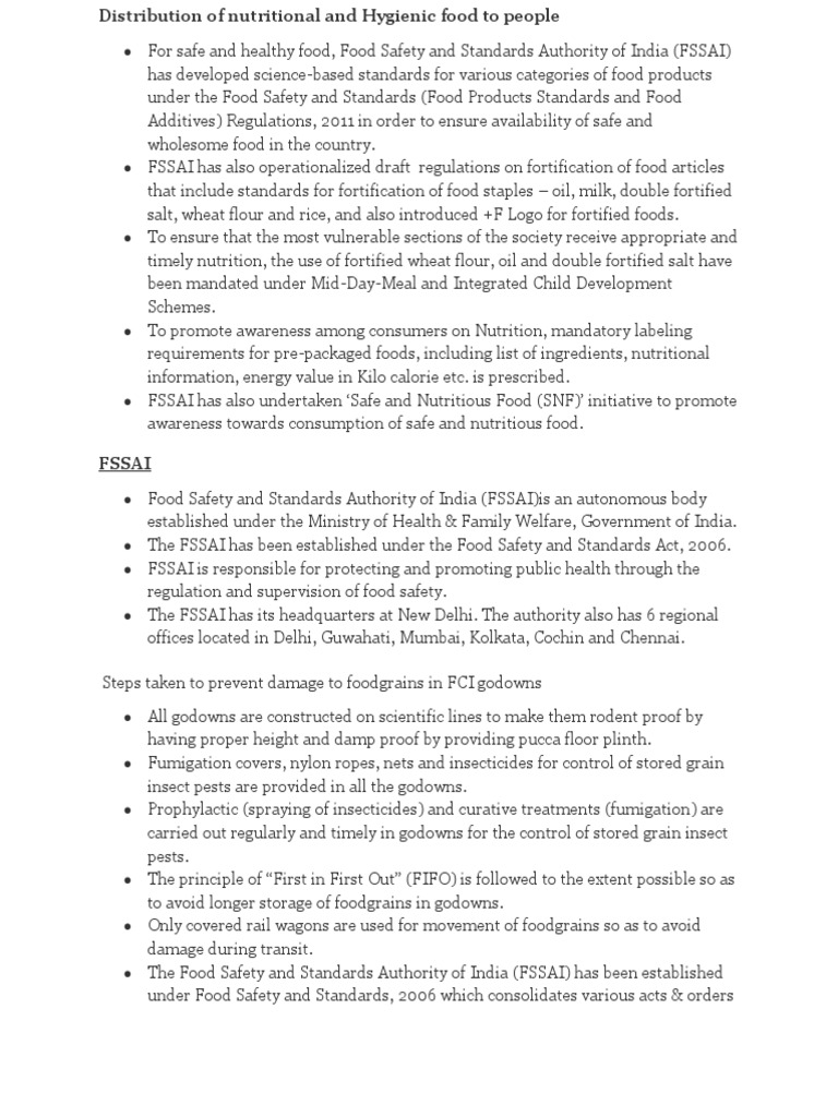 Fssai MCQS | PDF | Food Safety | Foods