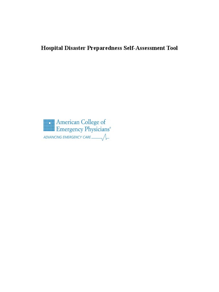 Hospital Disaster Preparedness Self-Assessment Tool | PDF | Emergency ...