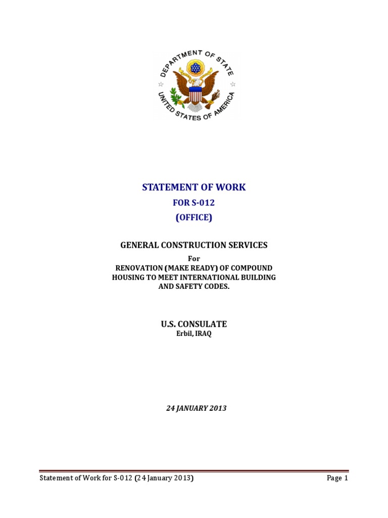 Statement of Work: General Construction Services | PDF | Electrical ...