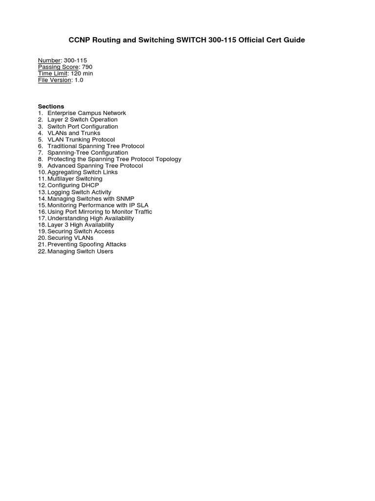CCNP Routing and Switching SWITCH 300-115 Official Cert Guide - v2 ...