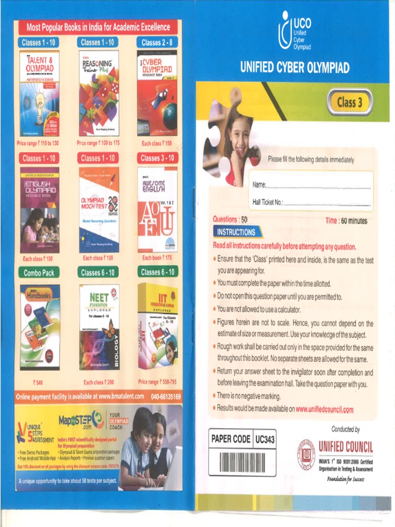 Uco Class 3 Qus 2018-19 | PDF | Teaching Mathematics