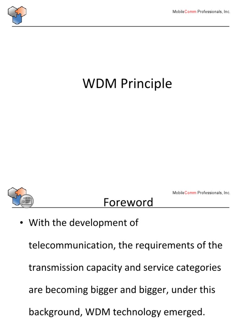 WDM Principle: Mobile Professionals, Inc | PDF | Wavelength Division ...