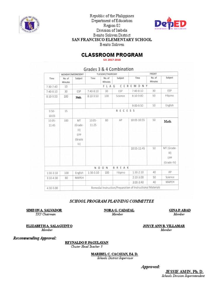 Kinder Classroom Program | PDF | Learning