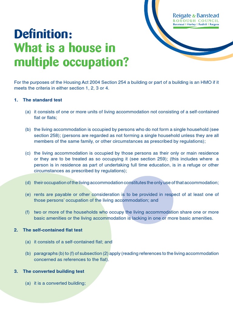 What Is A House in Multiple Occupation?: Defi Nition | PDF | Household ...