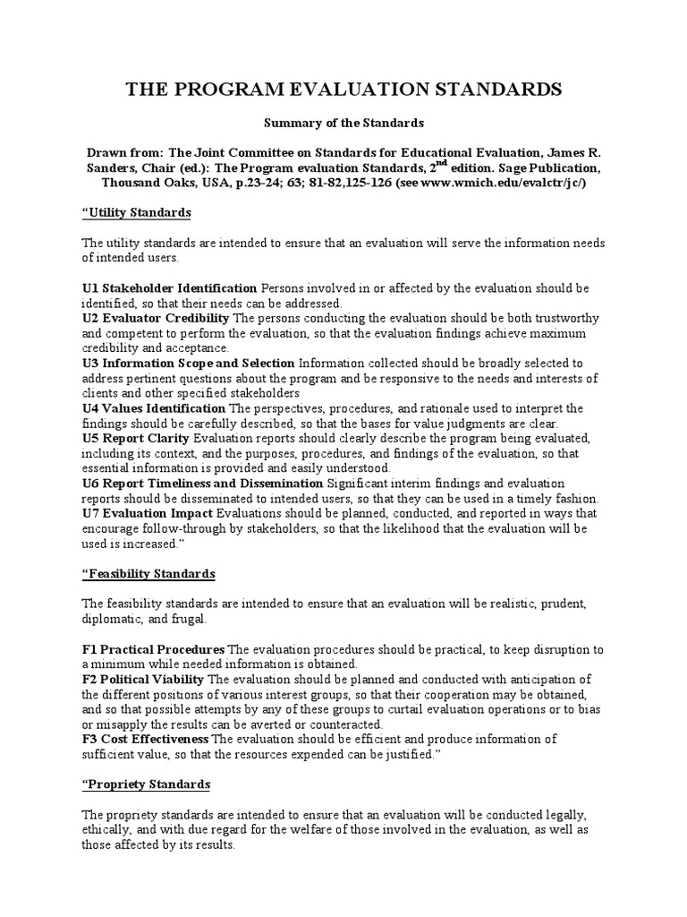 The Program Evaluation Standards | PDF | Program Evaluation | Evaluation