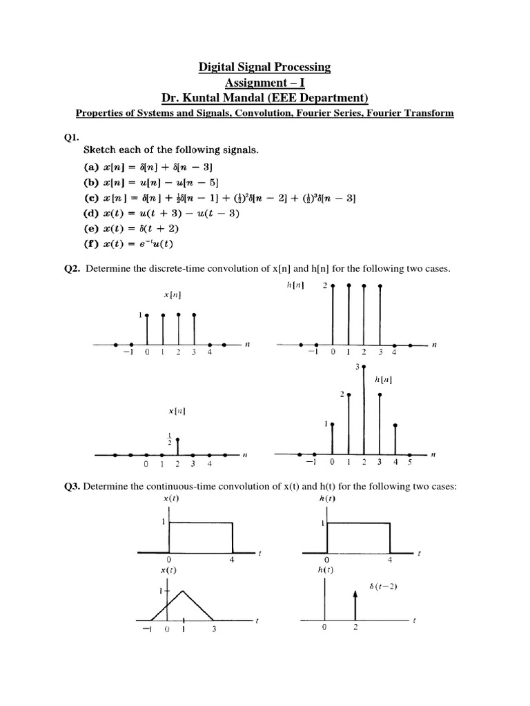 Digital Signal Processing Assignment - I Dr. Kuntal Mandal (EEE Department) | PDF