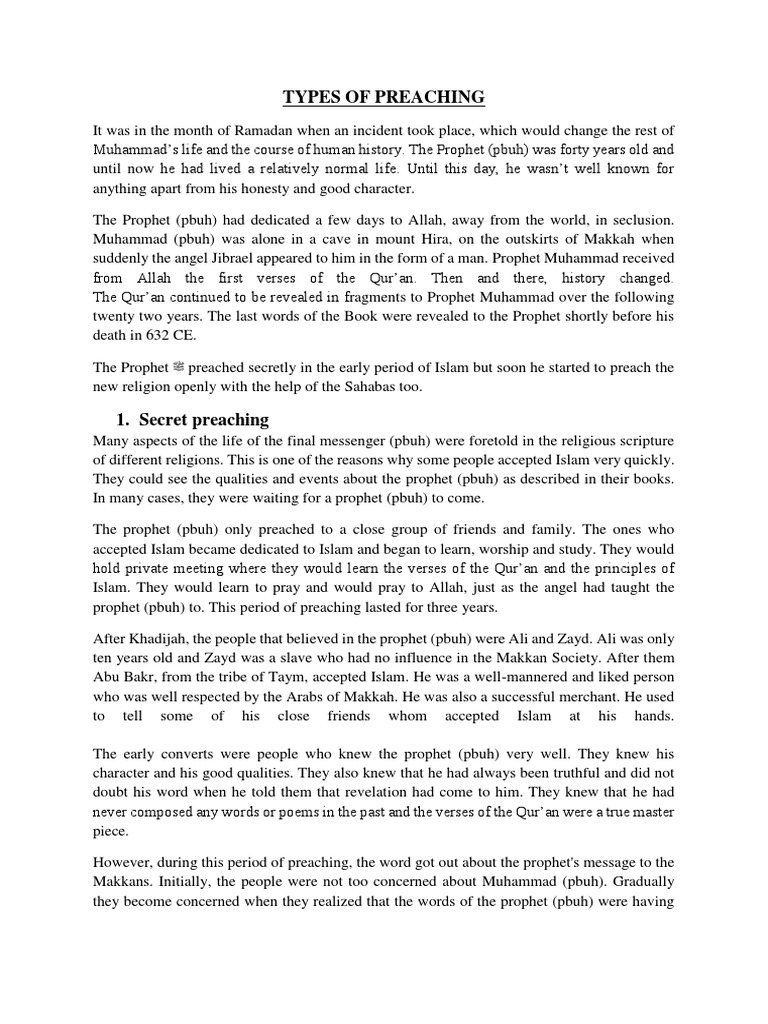 Preaching in Islam | PDF | Muhammad | Quran