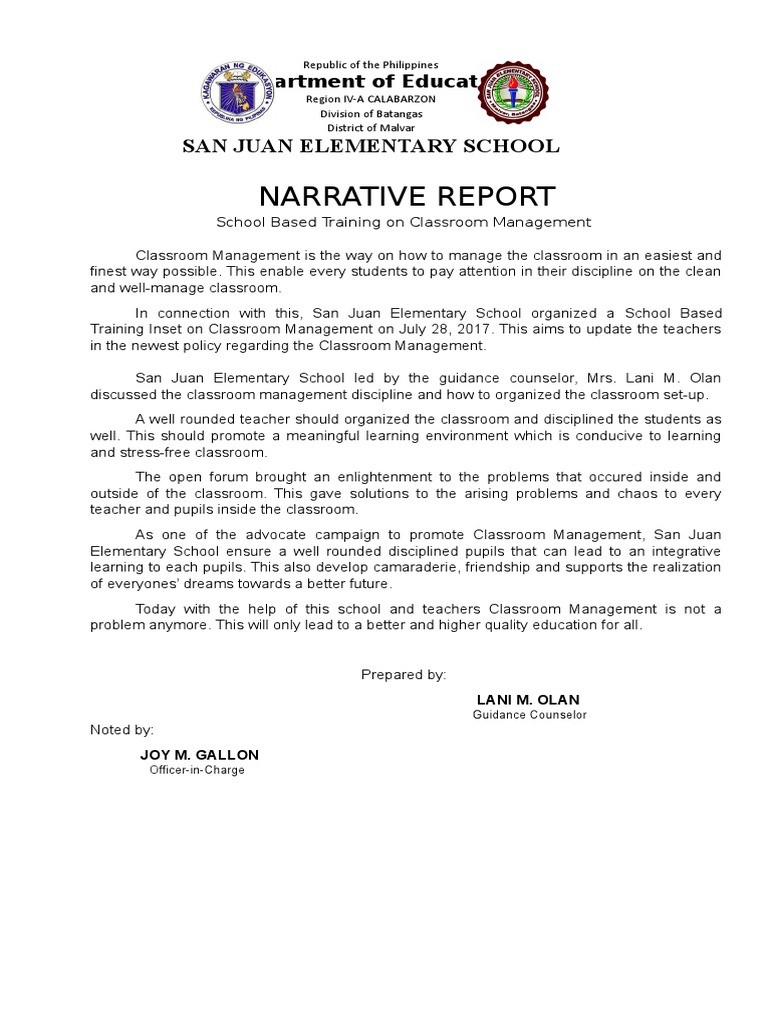 Classroom Management Training Report | PDF