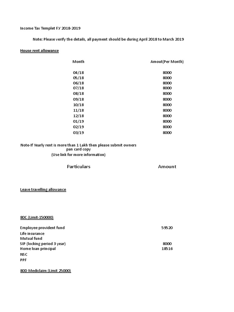 Income Tax Savings Declaration | PDF | Mortgage Loan | Life Insurance