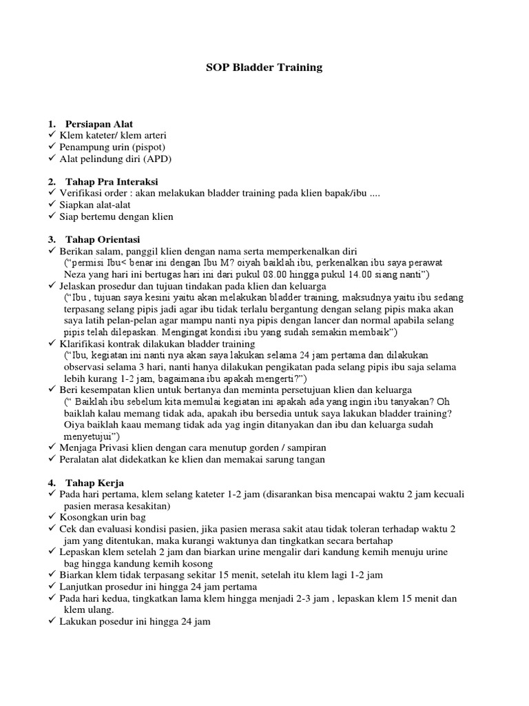 SOP Bladder Training | PDF