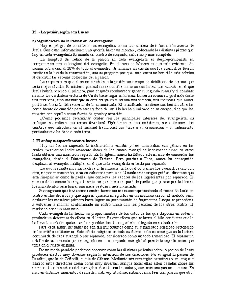 La Pasión según San Lucas: Un Análisis | PDF | Evangelio De Lucas ...