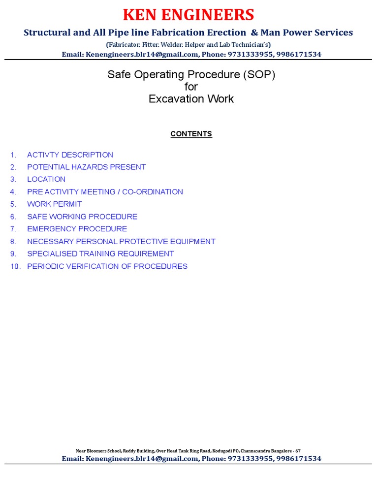 Safe Excavation Procedures for Ken Engineers | PDF | Personal Protective Equipment | Safety