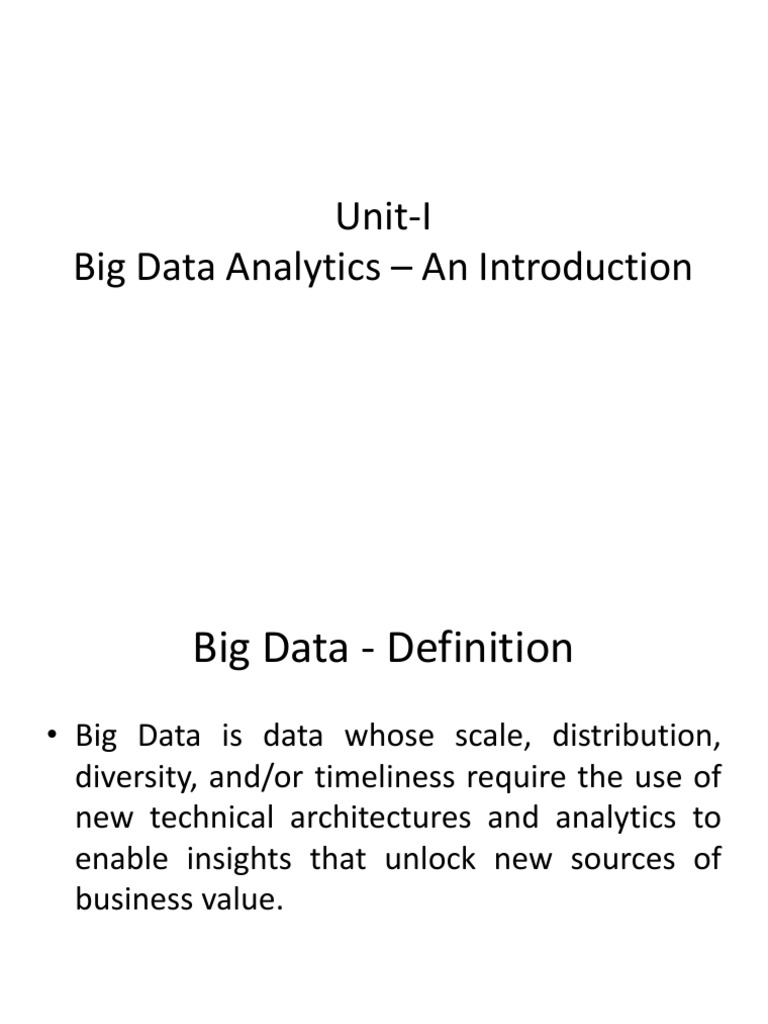 Unit 1 Big Data Analytics An Introduction Final Pdf Student S T