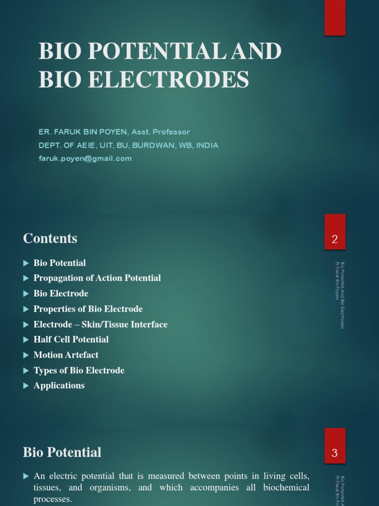 Bio Potential and Bio Electrodes | PDF | Action Potential | Chemical ...