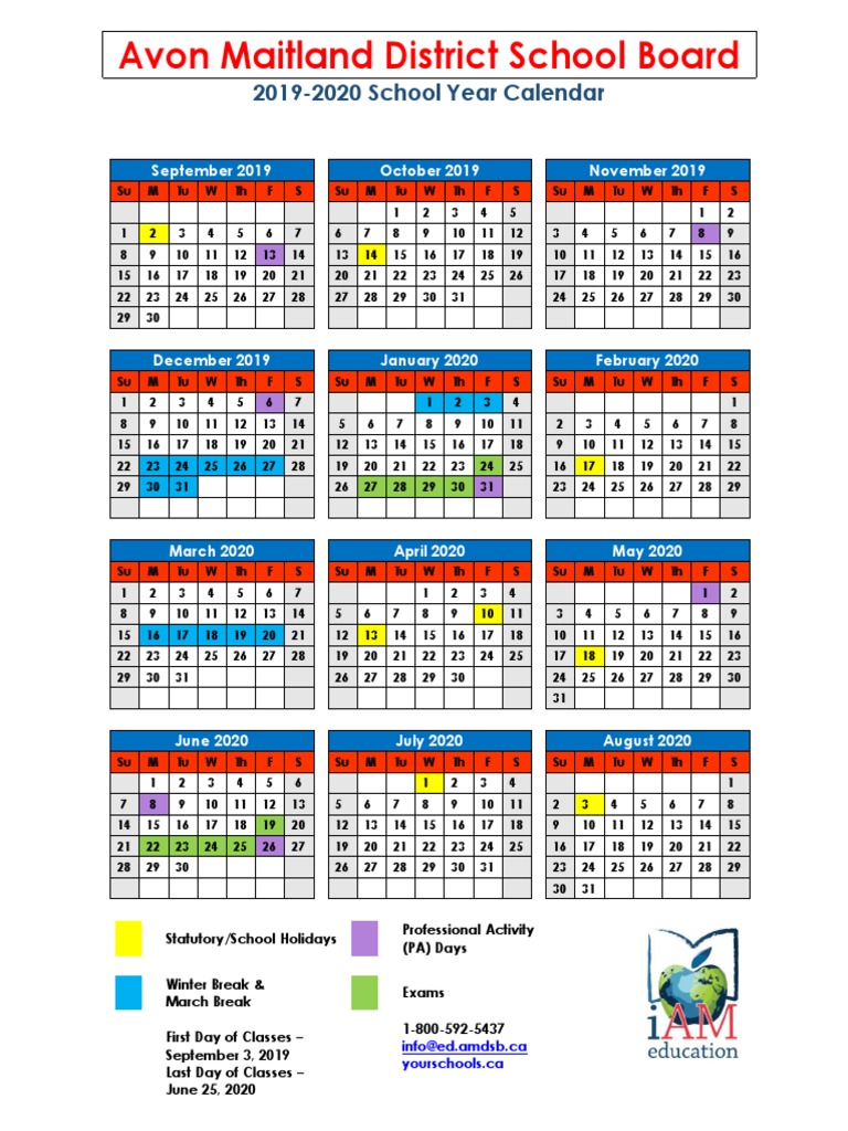 2019 2020 One Page Sy Calendar | PDF | Schools | Holidays