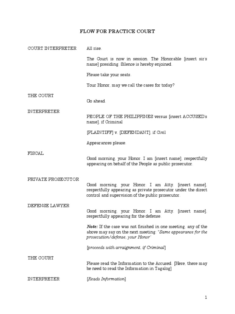 Prac Court Flow 1 | PDF | Prosecutor | Arraignment