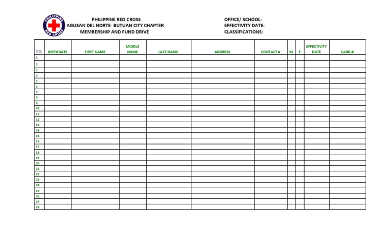 Philippine Red Cross Membership Form - Docx 2019 | PDF