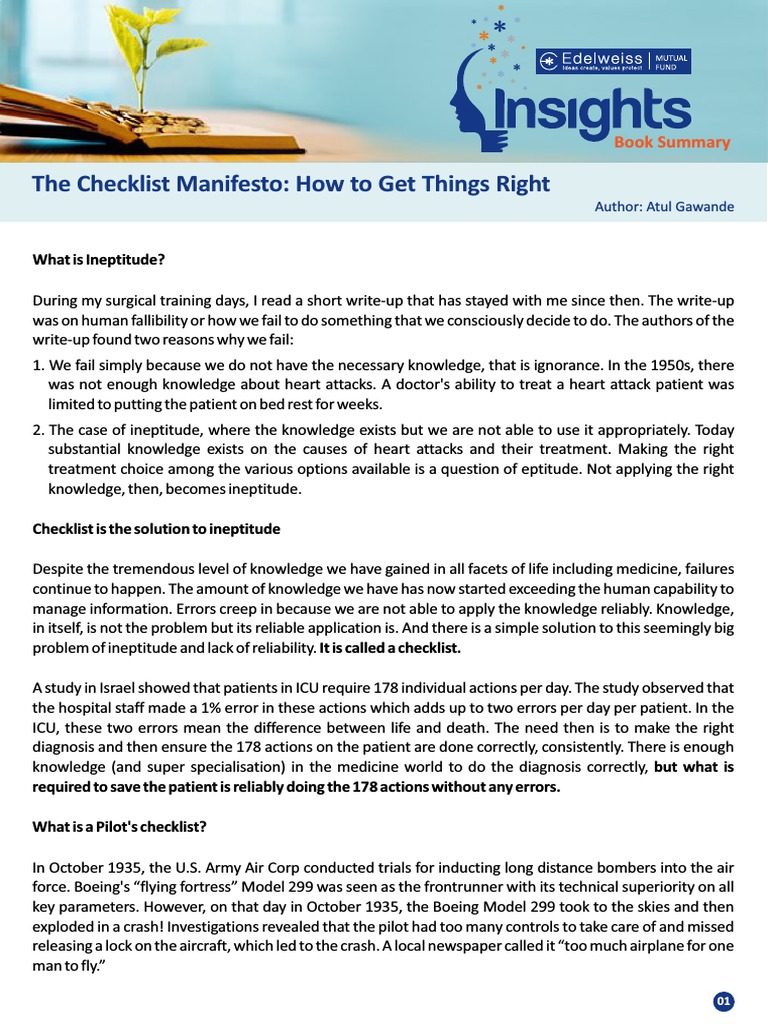 Summary The Checklist Manifesto | PDF | Boeing B 17 Flying Fortress ...