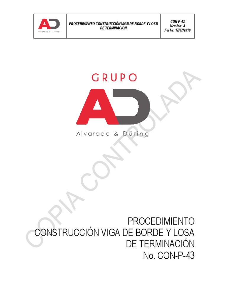 Con-P-43 Procedimiento Construcción Viga de Borde y Losa de Terminación ...