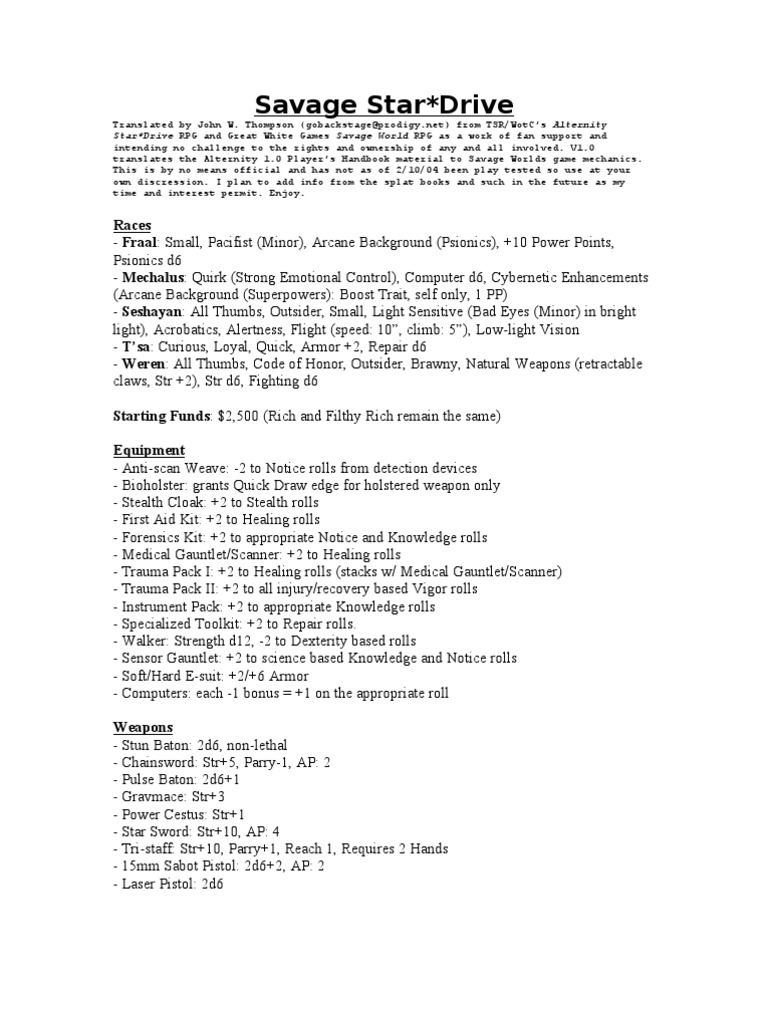 Savage Star*Drive RPG Guide | PDF | Infection | Nature