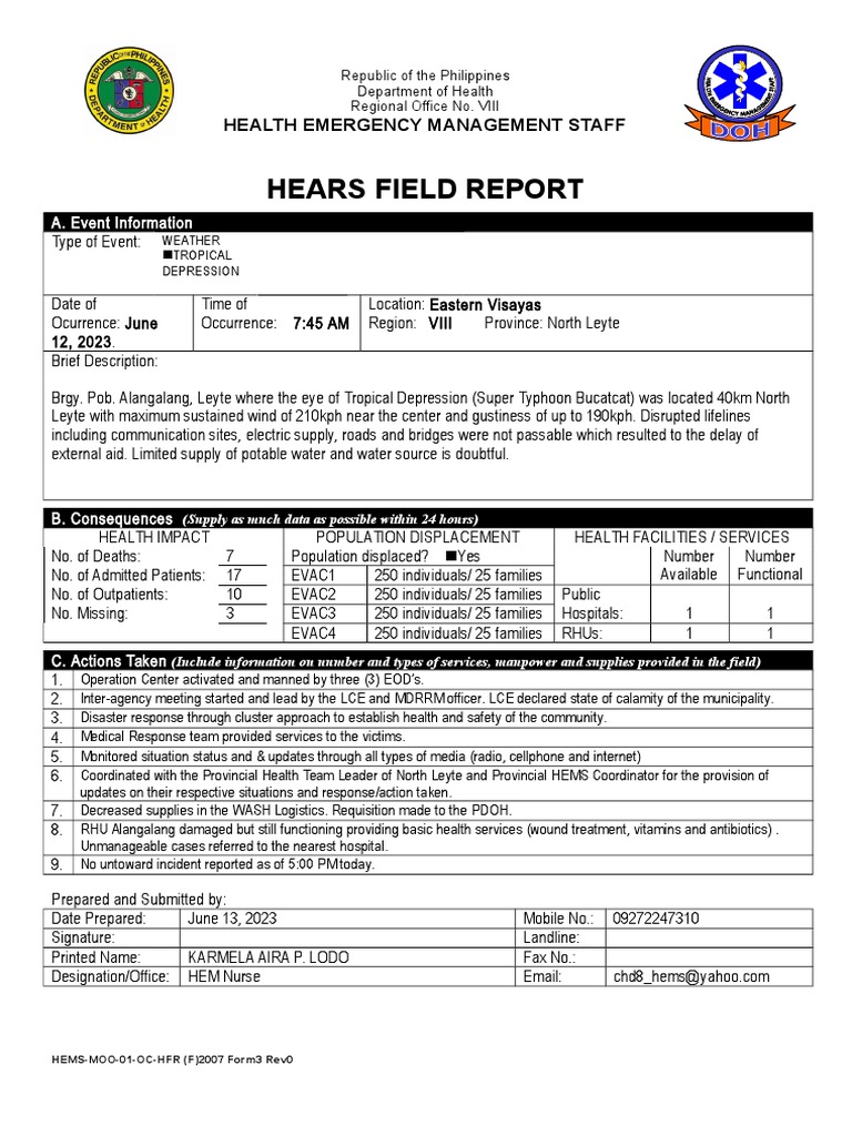Hears Field Report: Health Emergency Management Staff | PDF | Pacific ...