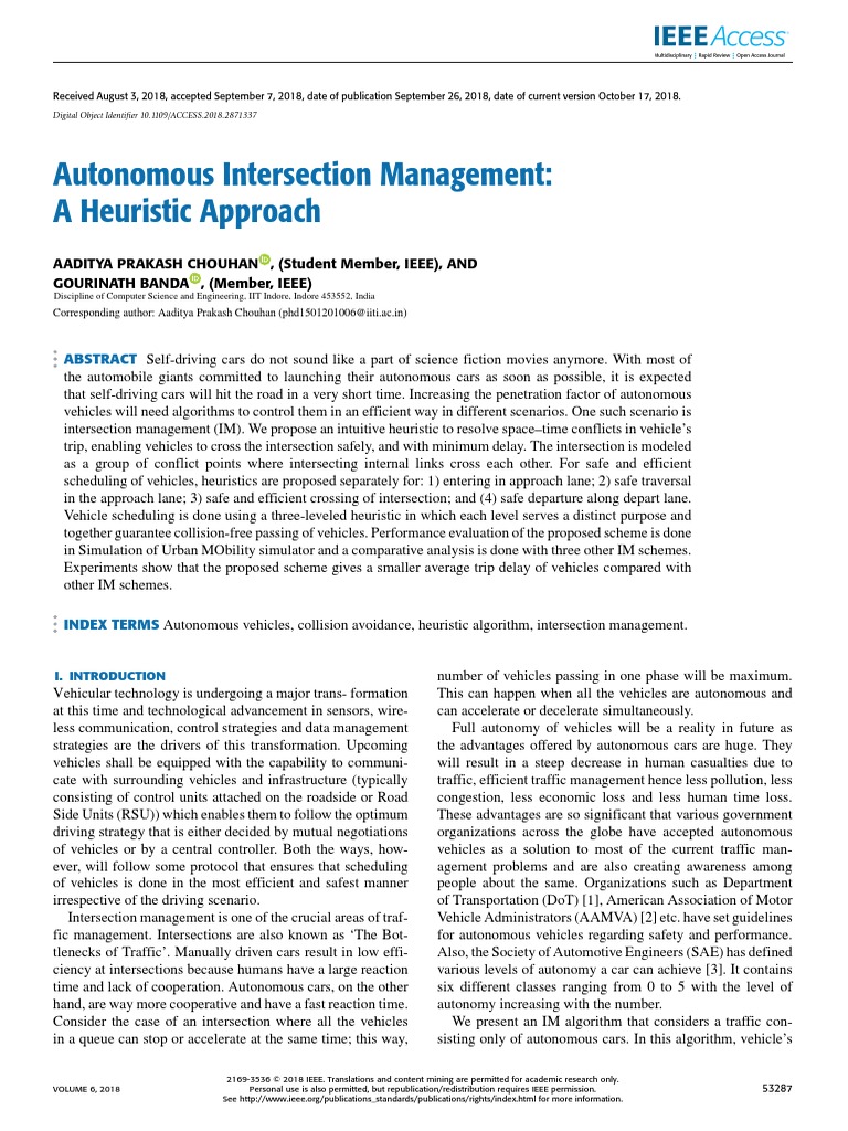 Heuristic Autonomous Intersection Management | PDF | Traffic | Traffic Light