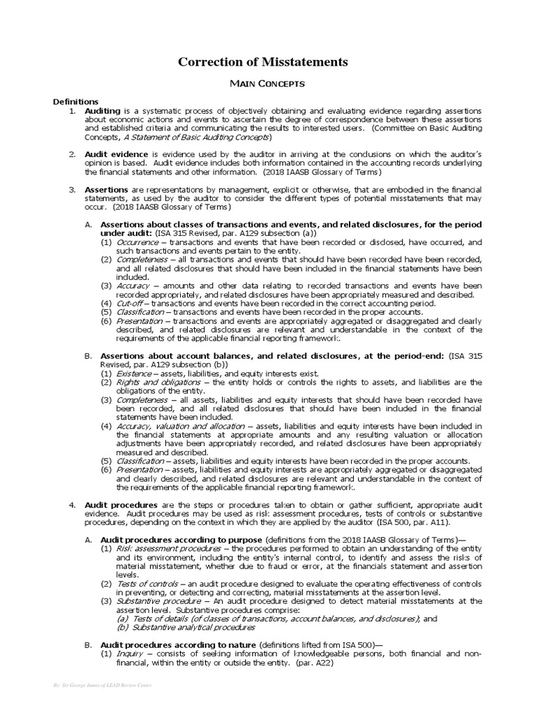 Correction of Errors | PDF | Audit | International Financial Reporting ...