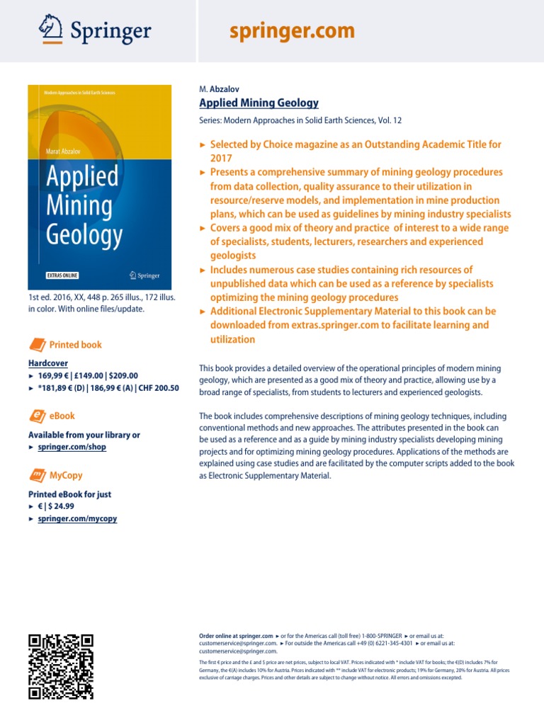Applied Mining Geology: Printed Book | PDF | Geology | Books