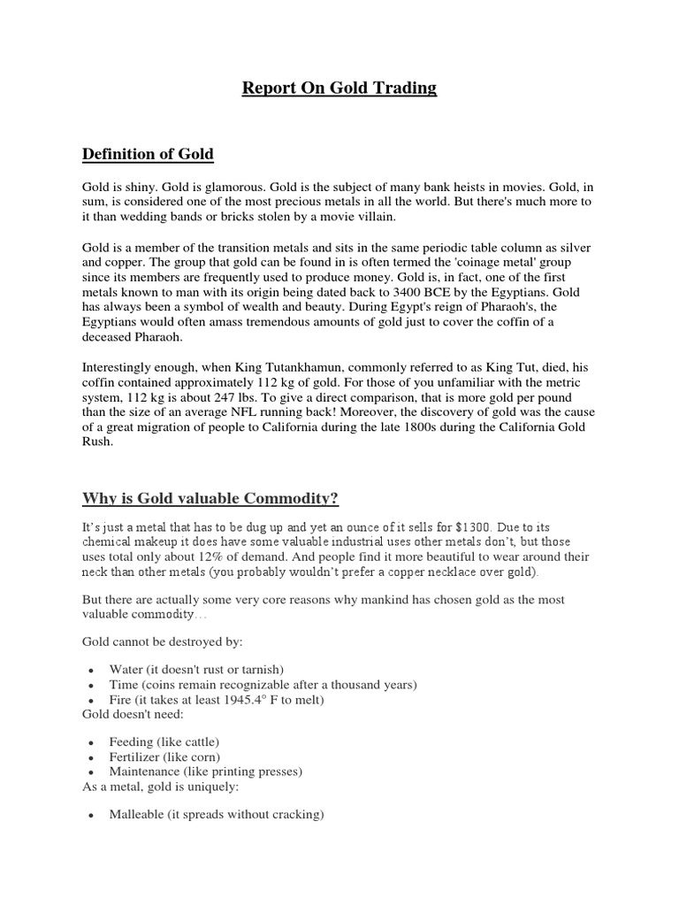 Report On Gold Trading | PDF | Gold | Ductility
