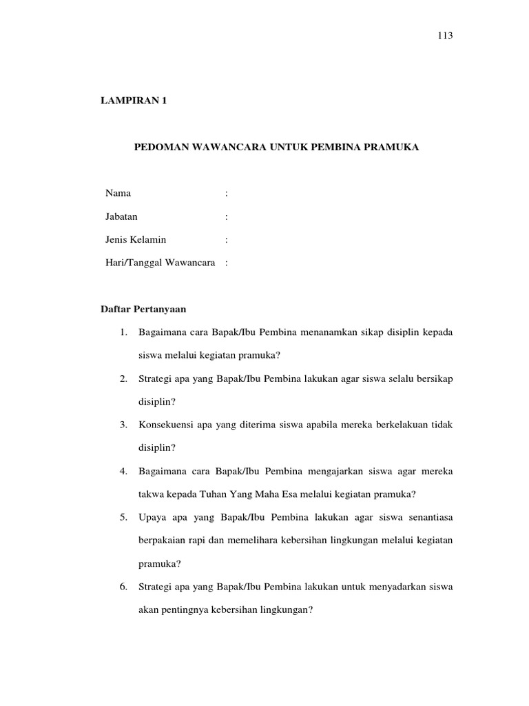 Lampiran 1. Pedoman Wawancara | PDF