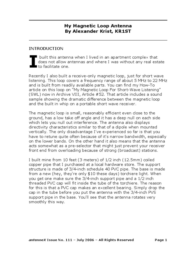 My Mag Loop | PDF | Broadcast Engineering | Antenna (Radio)