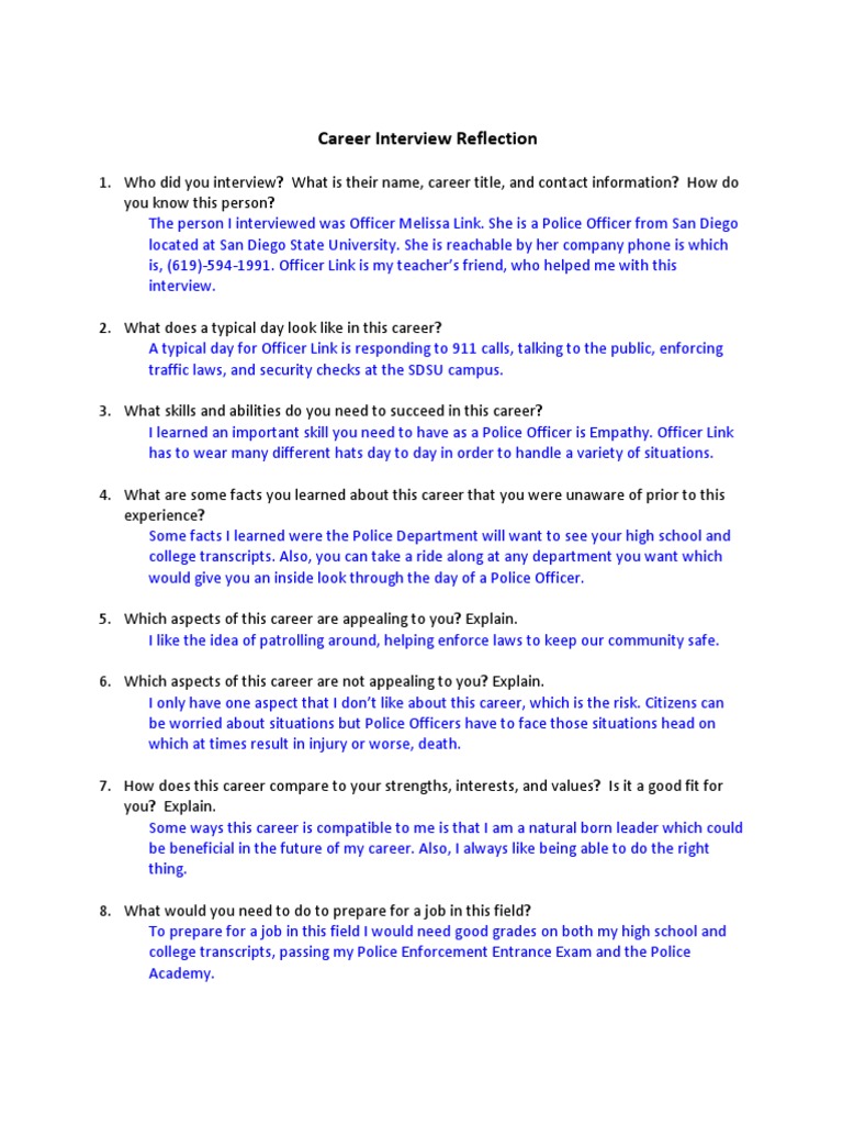 Lesson 3 - Career Interview Reflection | PDF | Police Officer | Police