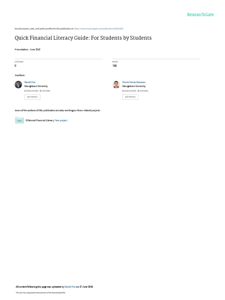 Quick Financial Literacy Guide for Students | PDF | Annuity (American ...