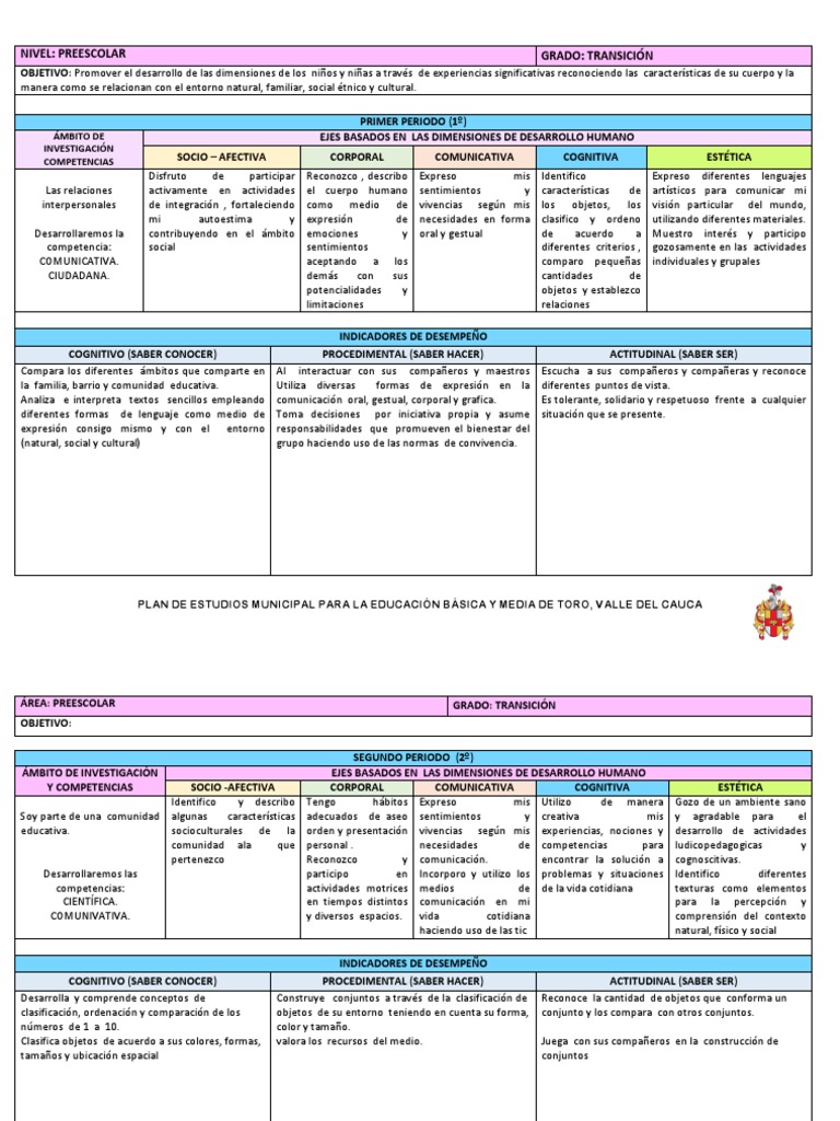 Ejemplo y Formato Preescolar | PDF | Educación de la primera infancia ...