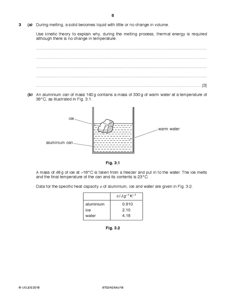 PYP Thermal Physics QP | PDF | Temperature | Ice
