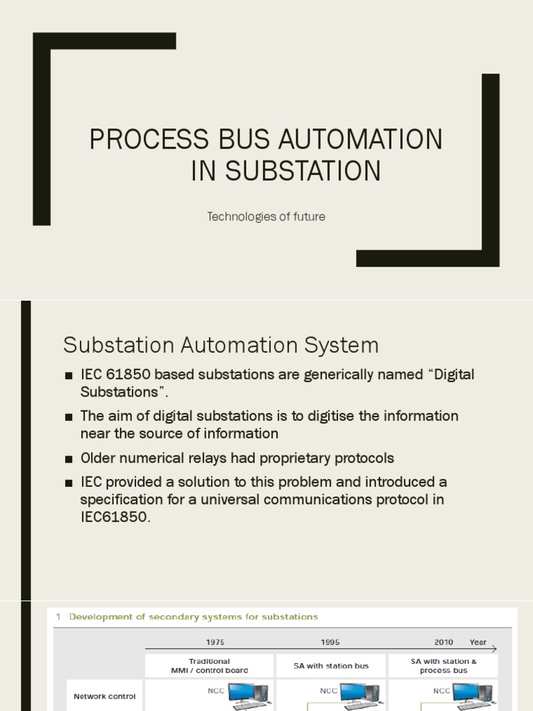 The Digital Transformation of Substation Automation: An Overview of ...