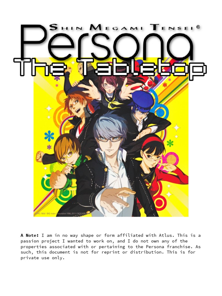 Persona Rulesbook | PDF | Role Playing Games | Tabletop Role Playing Game