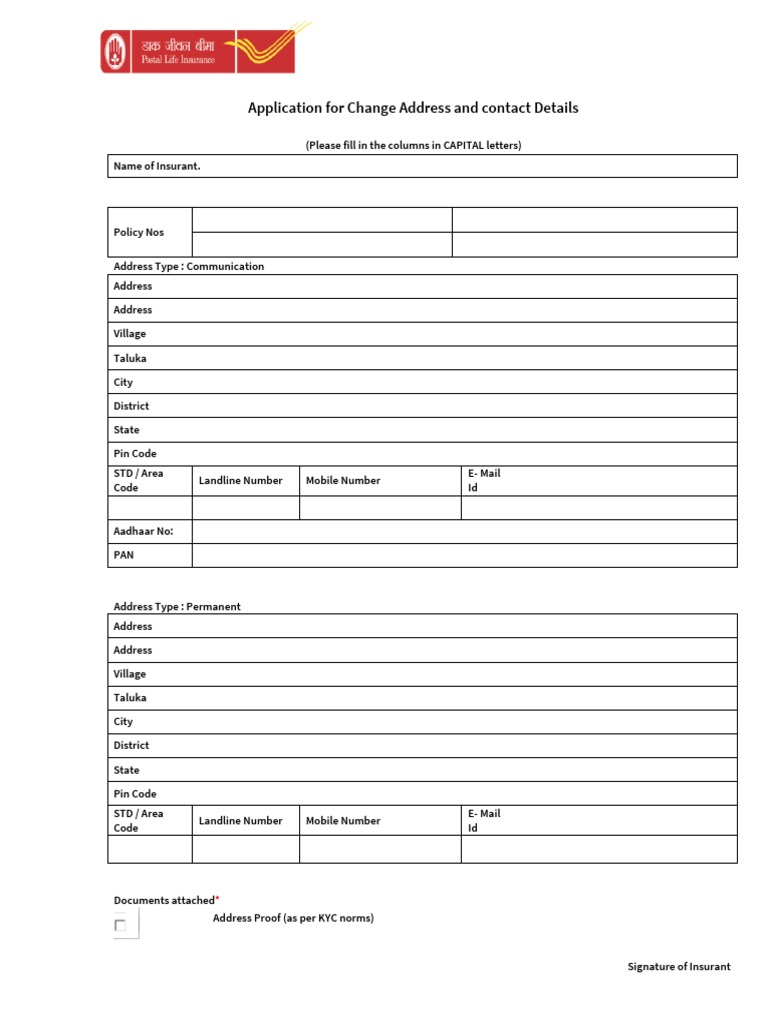 PLI Address Change Form | PDF