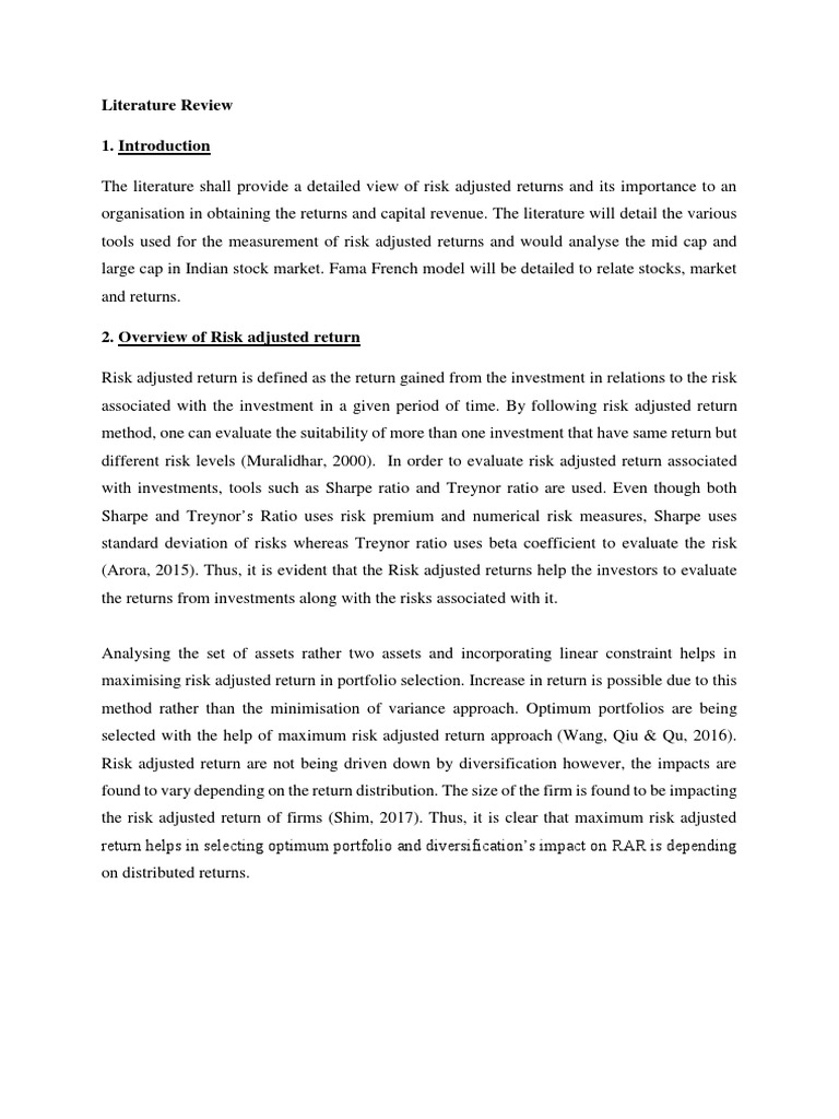 Literature Review Completed | PDF | Sharpe Ratio | Beta (Finance)